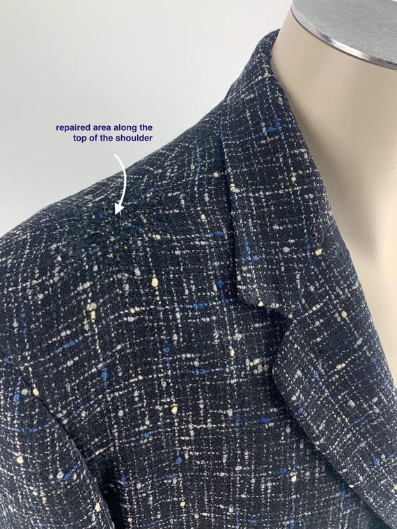 1950's Flecked Sports Coat - Black Body with Creamy W… - Gem