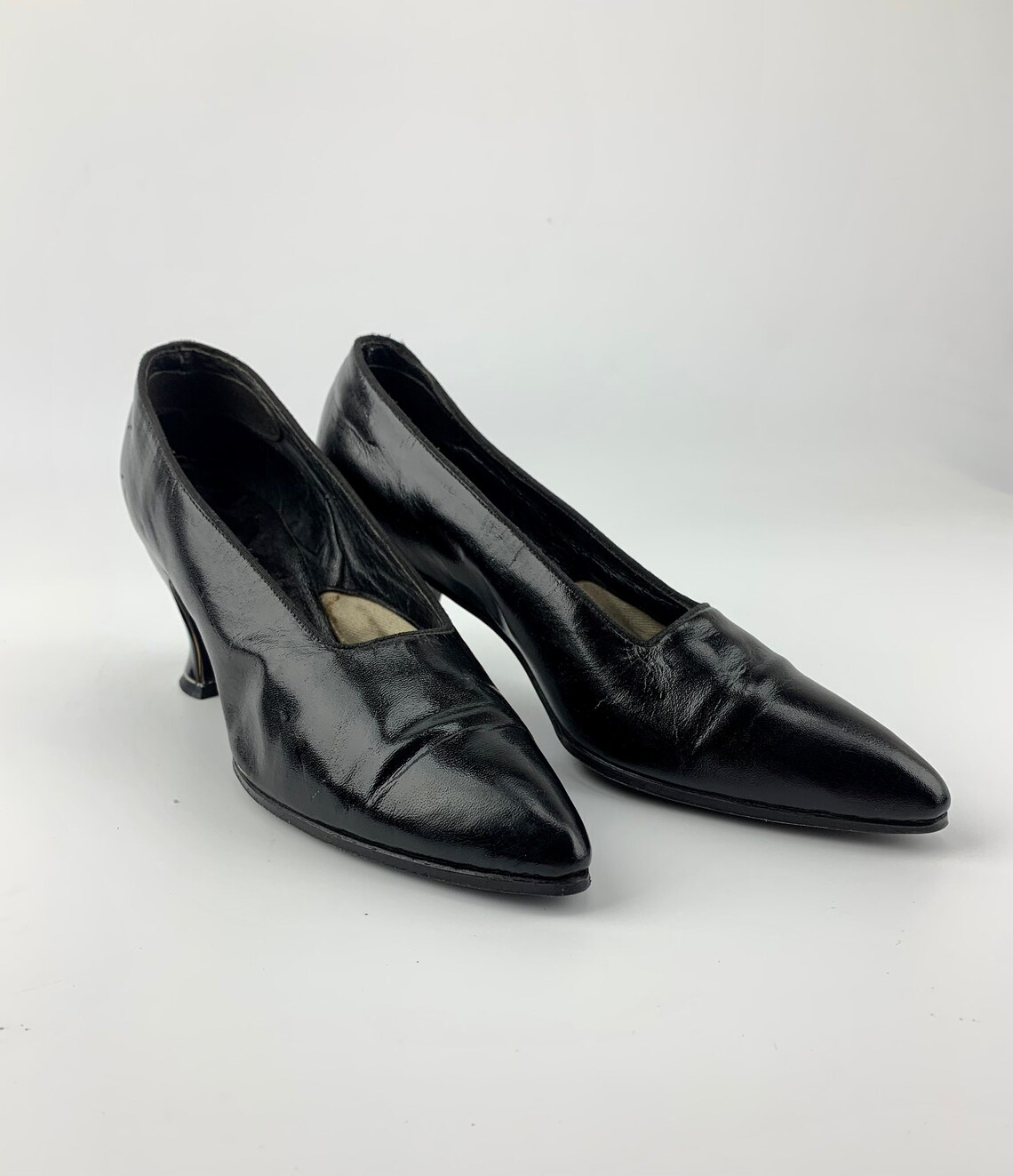 1900-1920's Spool Heel Shoes in Black Quality Leather - Etsy