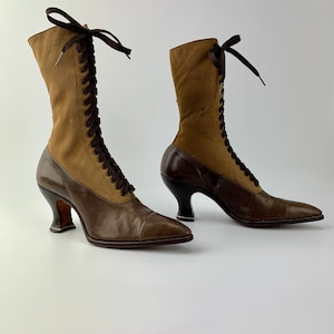 Authentic 1890's -1900 Victorian High Top Boots - Canvas & Fine Leather ...
