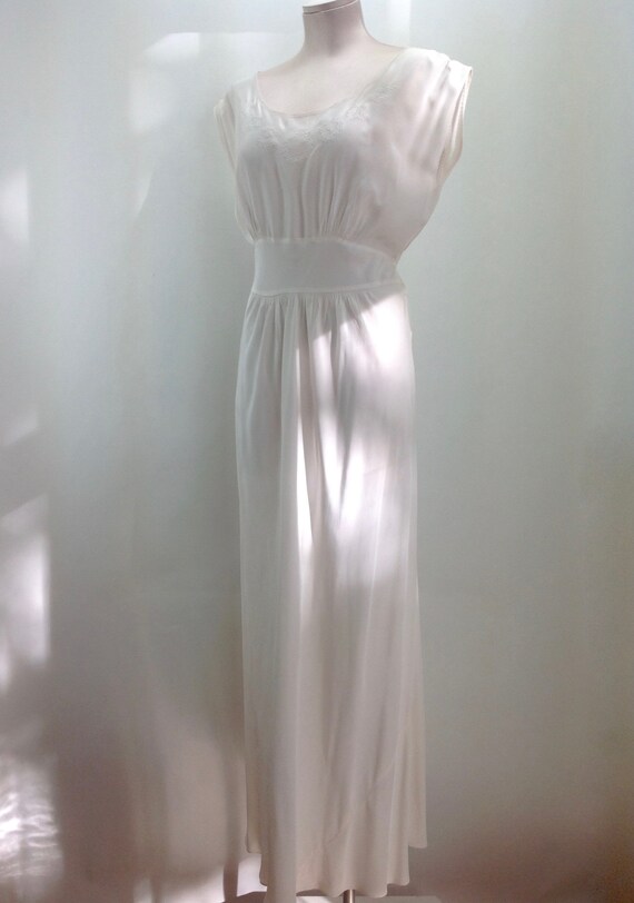 1940'S Bias-Cut Negligee Lingerie - Creamy White Rayo… - Gem