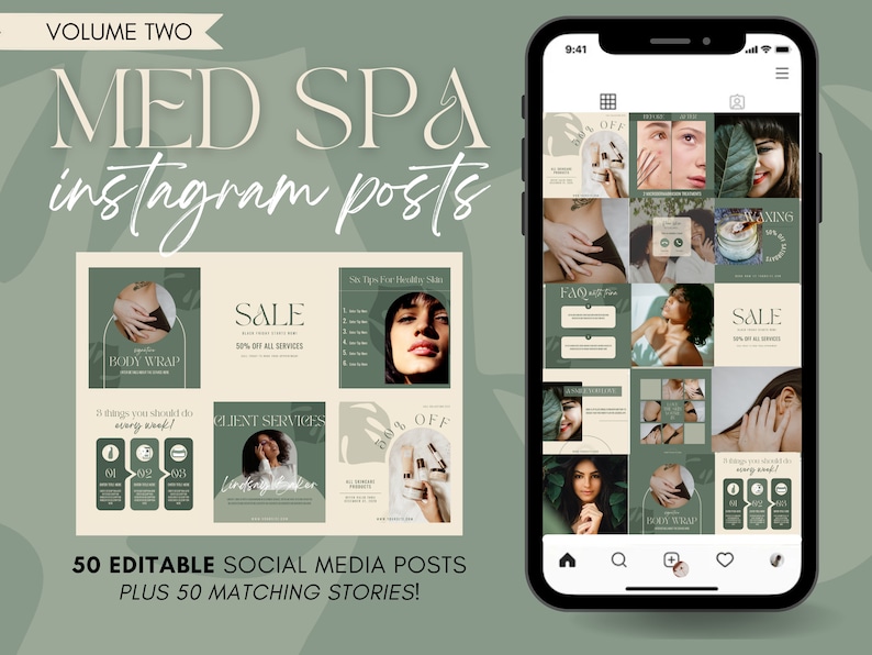 Med Spa Instagram Post & Story Templates for Canva | Editable ...