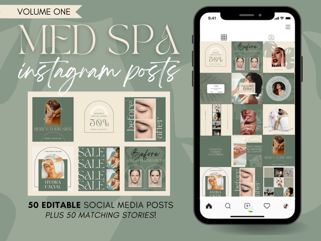 Med Spa Instagram Post & Story Templates for Canva | Editable ...