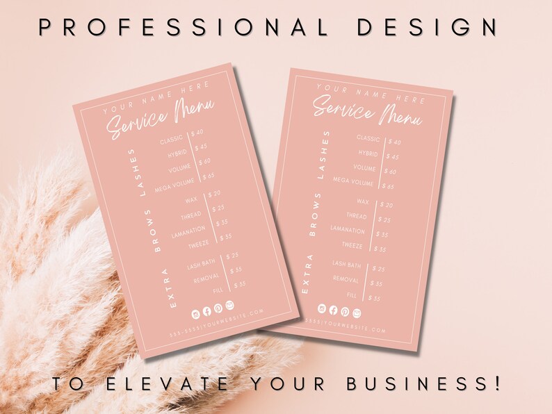 Lash and Brow Pricing Template Instagram Post Story Canva | Editable ...