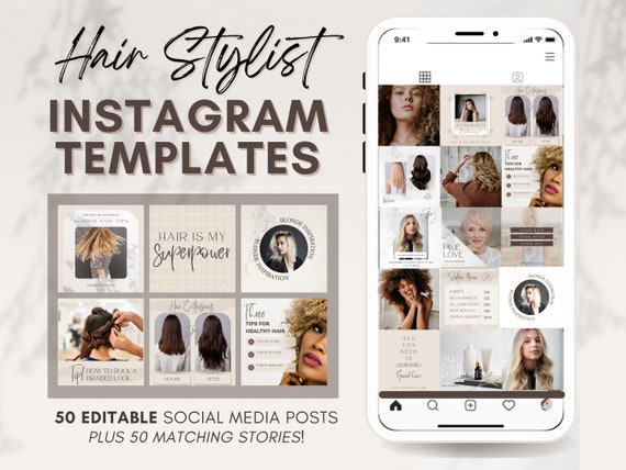 100 Hair Care Instagram Post Story Templates Hairdresser - Etsy