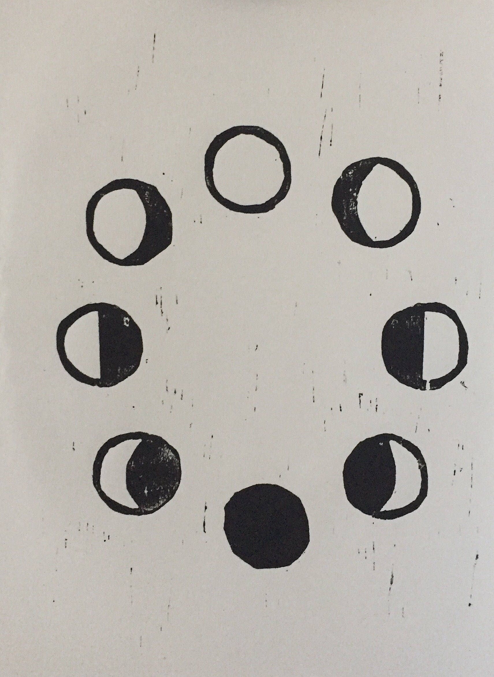 Moon Phases Woodcut - Etsy