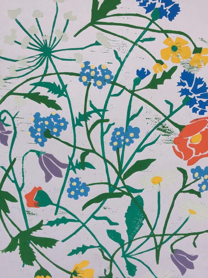 Colourful Flower Woodcut Print Original and Signed - Etsy