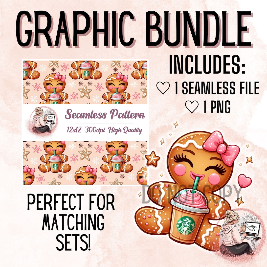 Cute Gingerbread Girl Clip Art PNG Seamless Pattern Bundle - Etsy