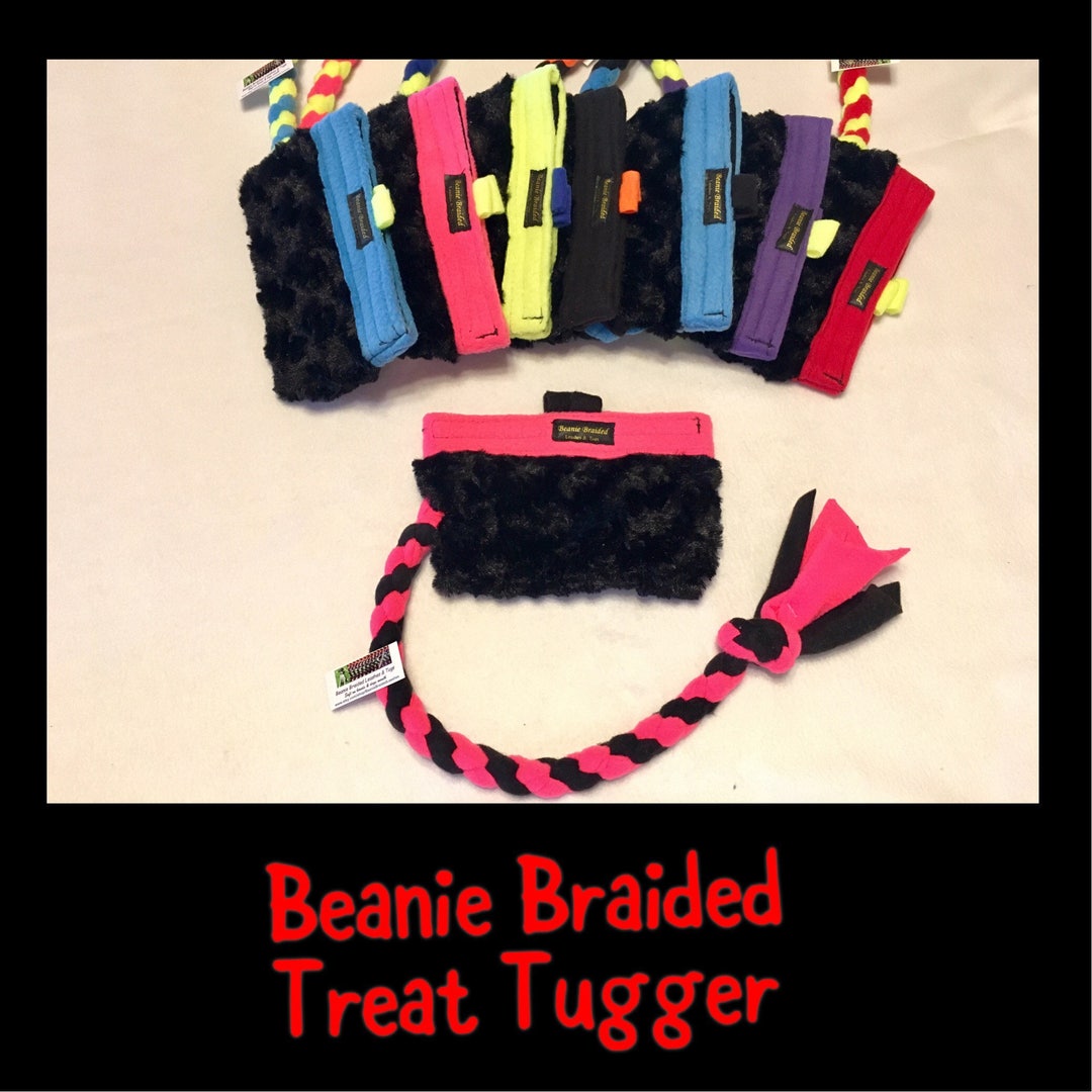 Treat Tugger / Fleece Dog Treat Tug Toy / Faux Fur Pouch, Braided ...
