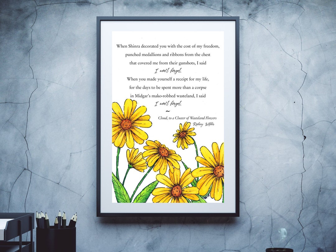 Final Fantasy VII Fanart Geek/gamer/otaku/weeb Video Game Poetry Wall ...