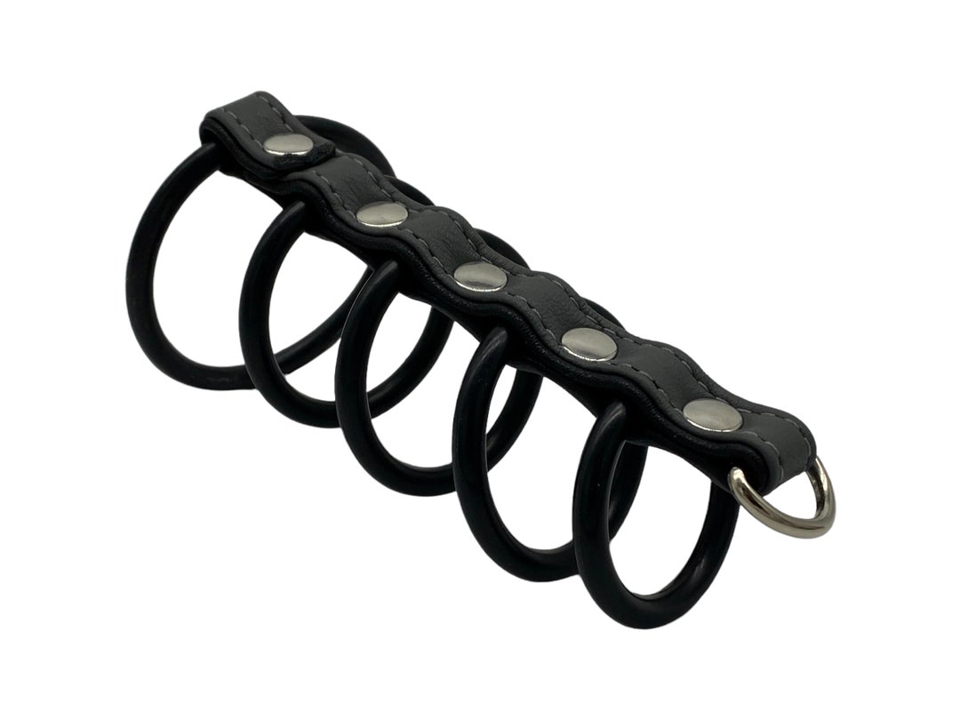 Black/gray Garment Leather 5 Ring Gates of Hell W/d Ring Rubber Rings ...
