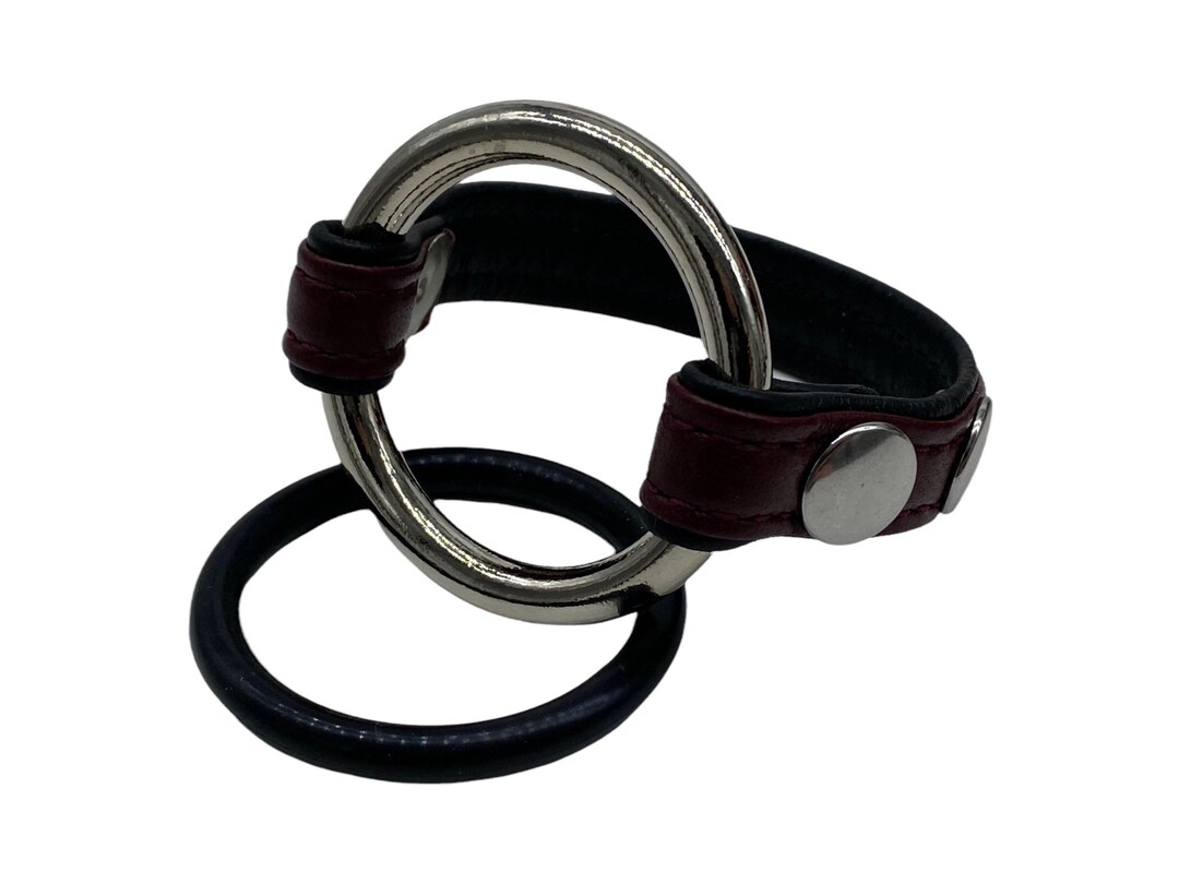 Black/burgundy Garment Leather Ball Strap With Cockring - Etsy