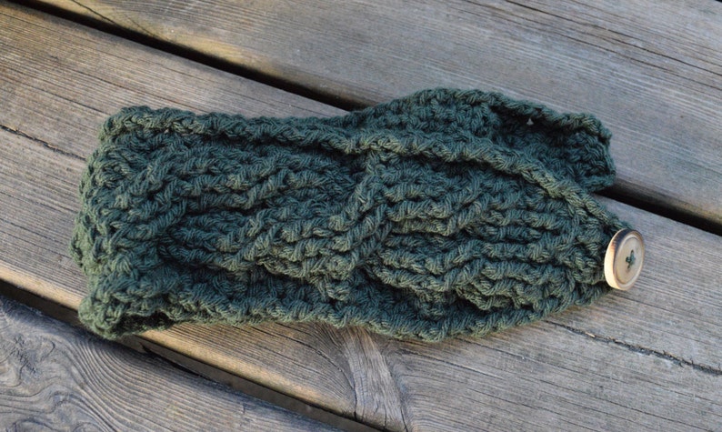 CROCHET PATTERN - the Twisted Cables Warmer - Headband - With Button ...