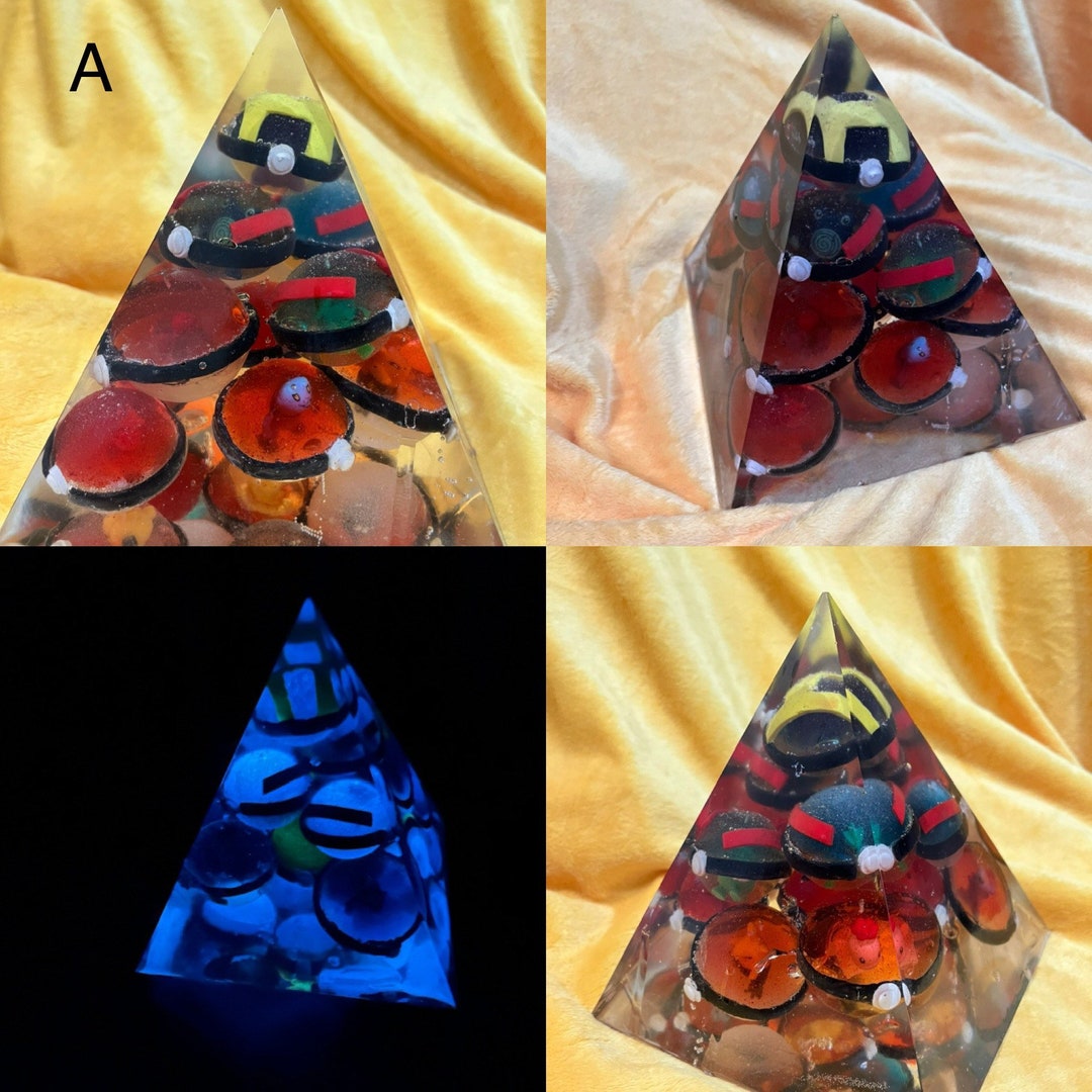 Large Pokeball With Pokemon Inside Pyramids glows in the Dark - Etsy