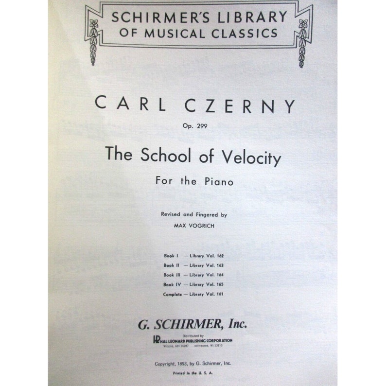 Czerny the School of Velocity for the Piano Bk 1 - Op 299 Vol.162 ...