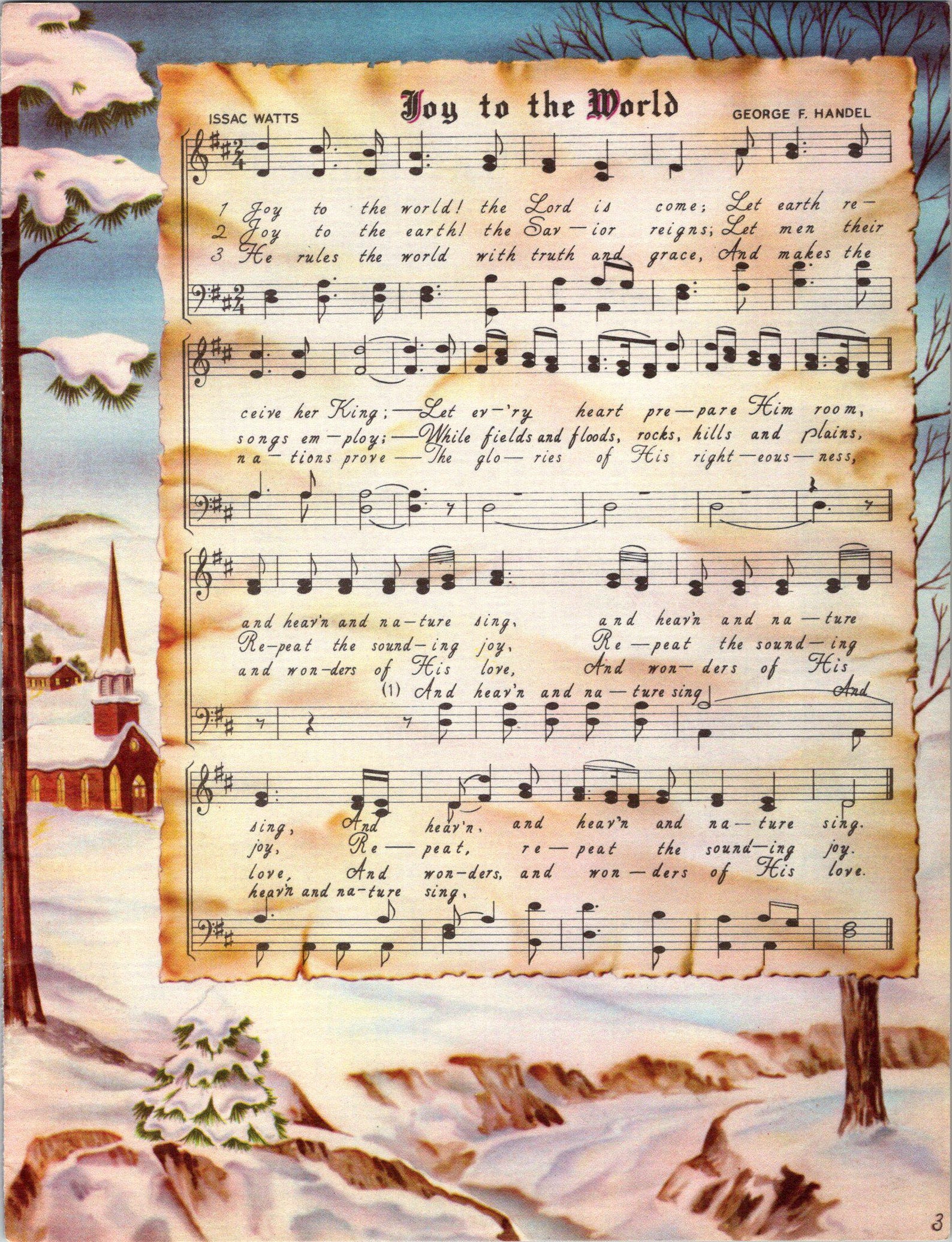 Printable Christmas Carol - Joy to the World for Piano Organ Voices ...
