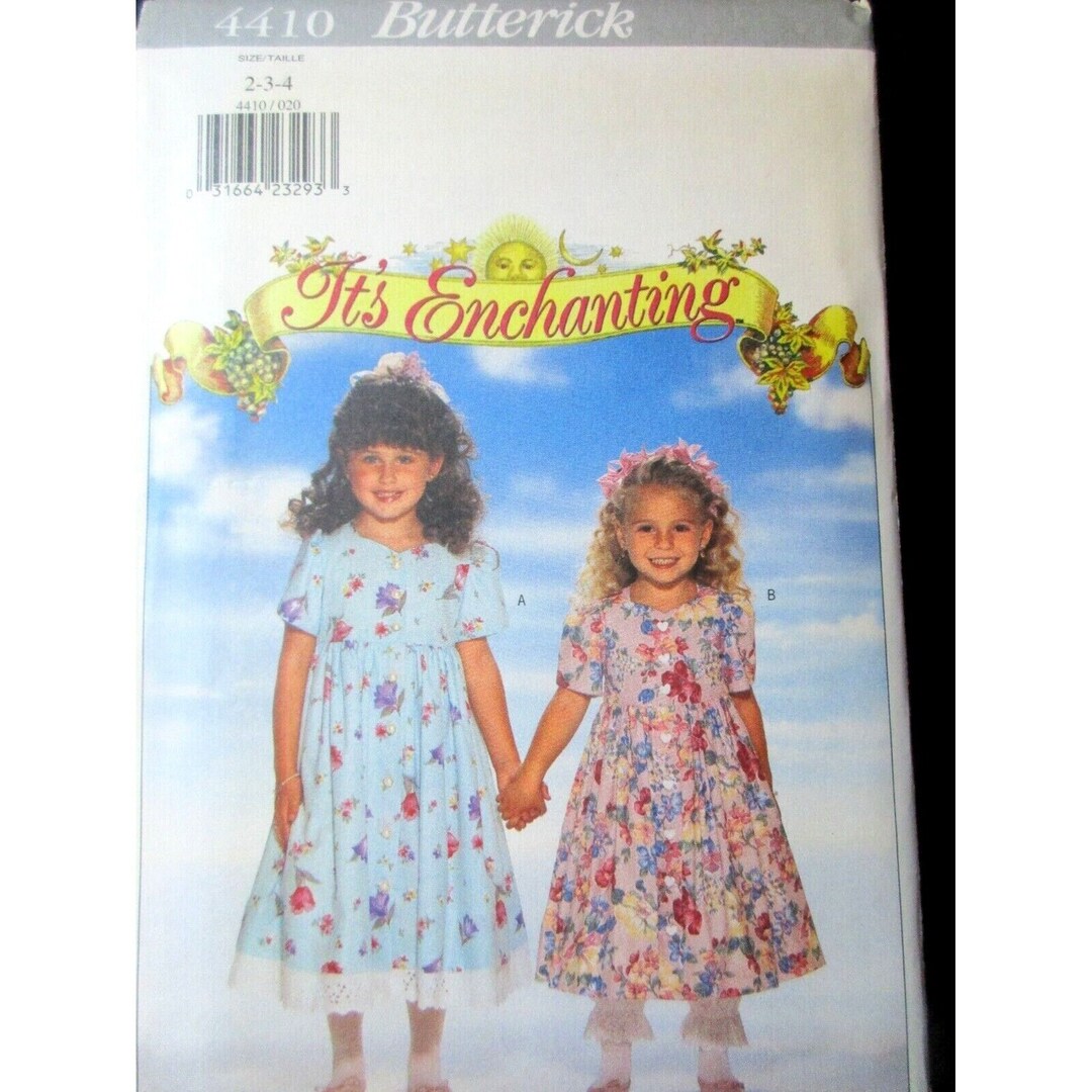 Butterick Pattern 4410 Sizes 2 4 Easy Childrens Dress & Pantaloons ...