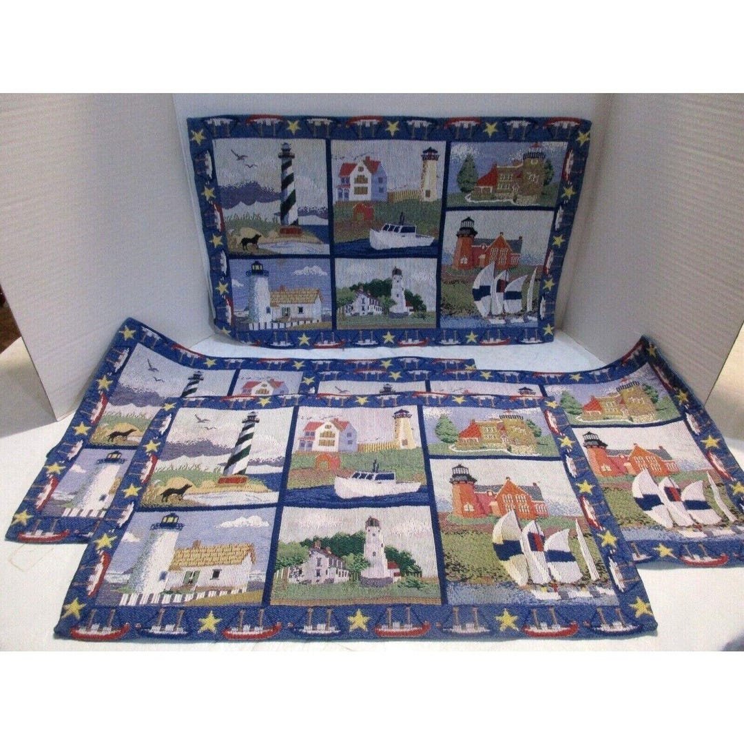 Set of 4 Lighthouse Tapestry Placemats Size 19"w X 12"l Rectangles - Etsy