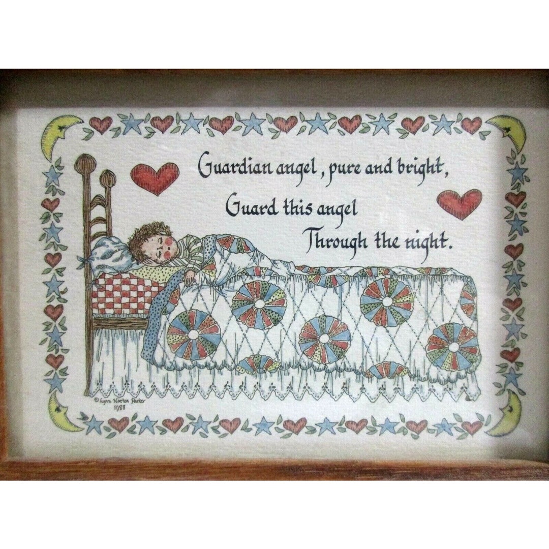 Wood Framed Inspirational Guardian Angel Prayer for Bedroom Wall 8"wide ...