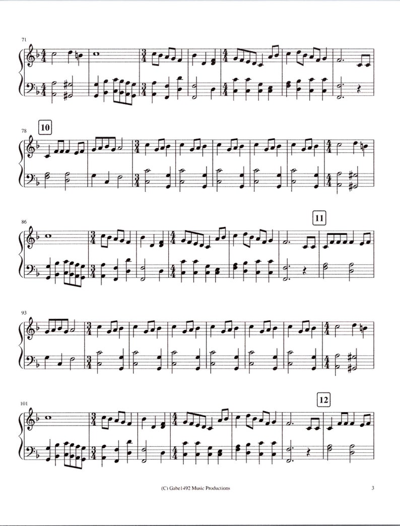 Twelve Days of Christmas - Digital Christmas Piano Solo - Key of F - Etsy