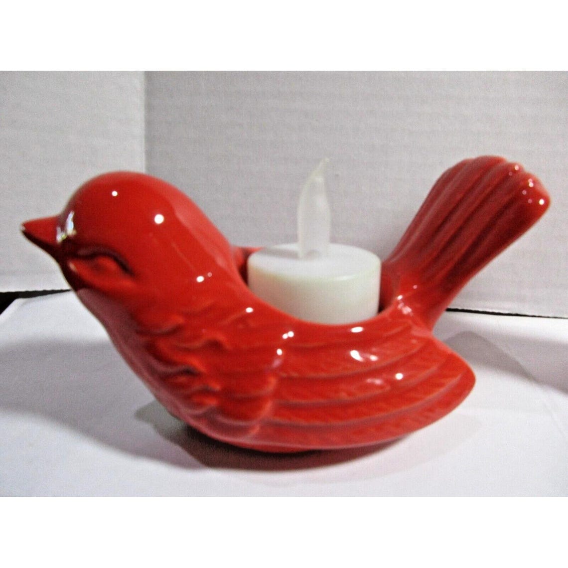 Red Male Porcelain Cardinal Bird With Tealight - Pier One? 5"w X 3"t - Etsy