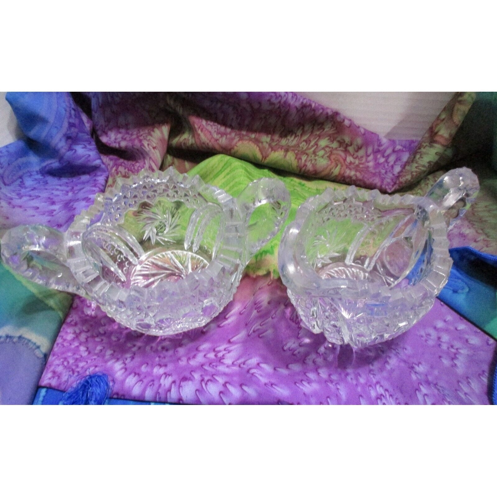 Vintage Heavy Cut Glass Creamer & Open Sugar Bowl Clear Glass Lead Crystal - Etsy