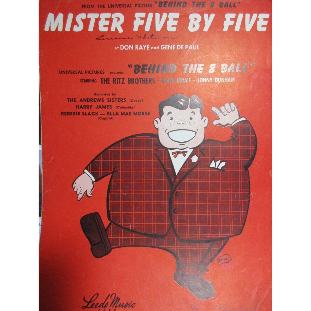 1942 Mister Five by Five Sheet Music - Piano Guitar Vocal the Andrew ...