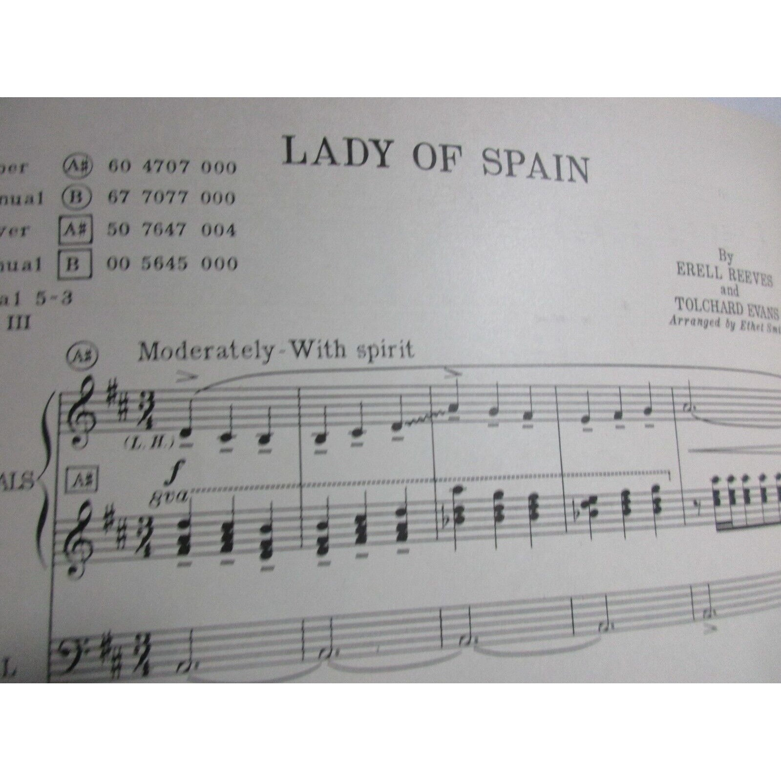 Lady of Spain Hammond Organ Sheet Music by Ethel Smith 1931 - Etsy