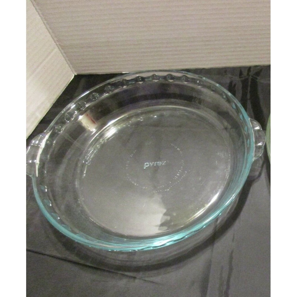 Pyrex 9.5/24cm Deep Pie Plate Fluted With Side Handles 229 Clear Heavy ...