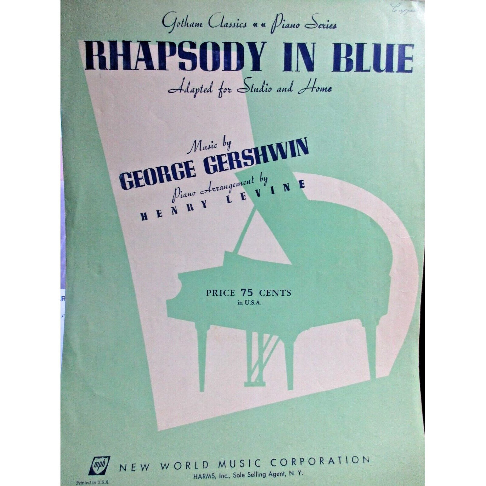 Sheet Music Rhapsody in Blue by George Gershwin Piano Solo 1939 New ...