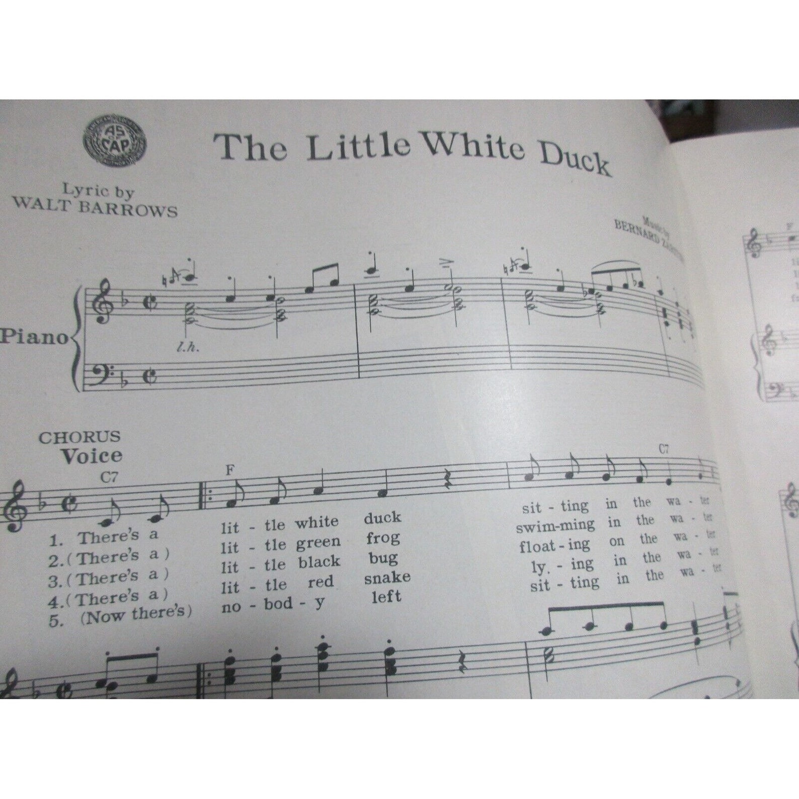 1950 the Little White Duck Sheet Music - Piano Guitar Vocal by Burl ...