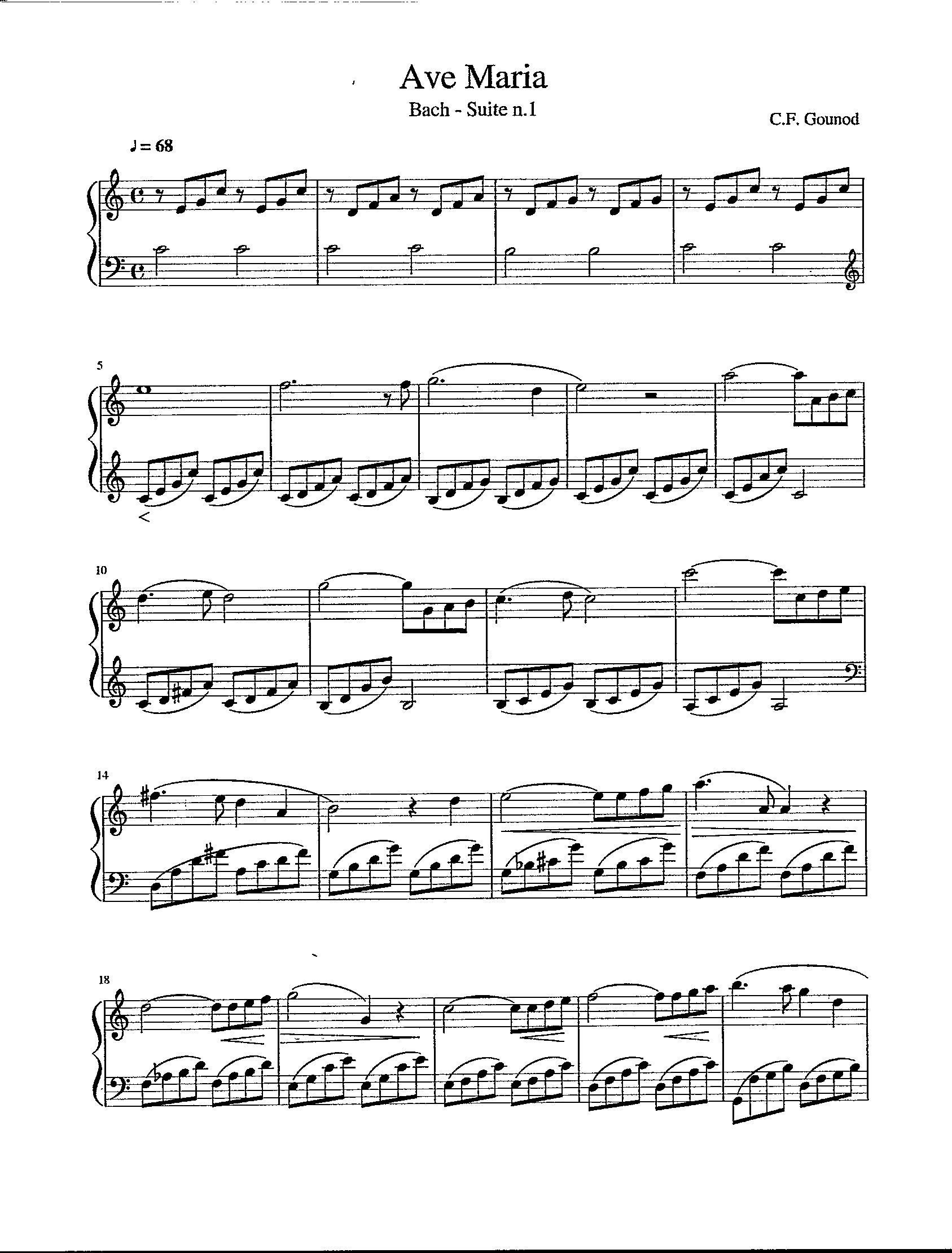 Ave Maria by Gounod - Digital Piano Solo Sheet Music - Key of C - Etsy