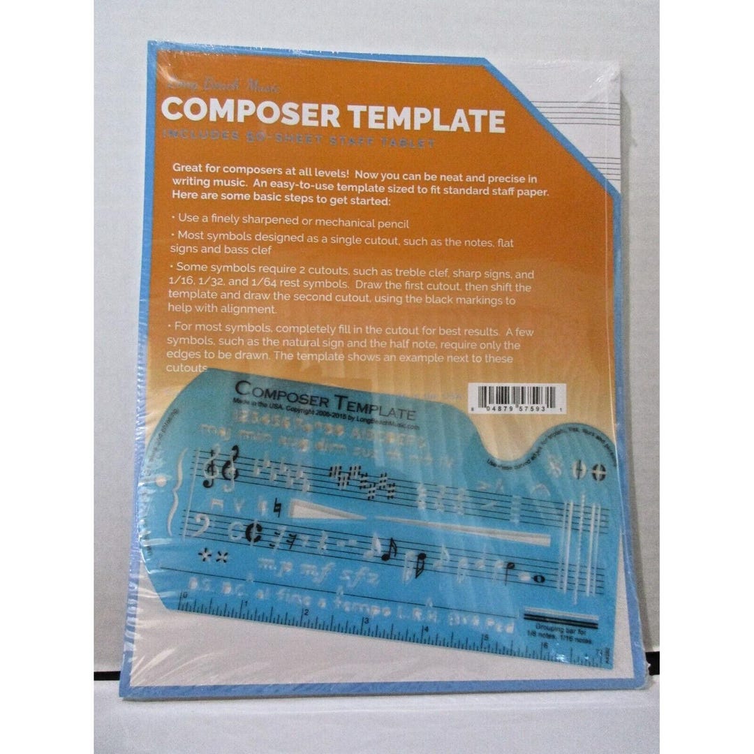 Long Beach Music Composer Template - Includes 50 Sheet Staff Tablet - Etsy