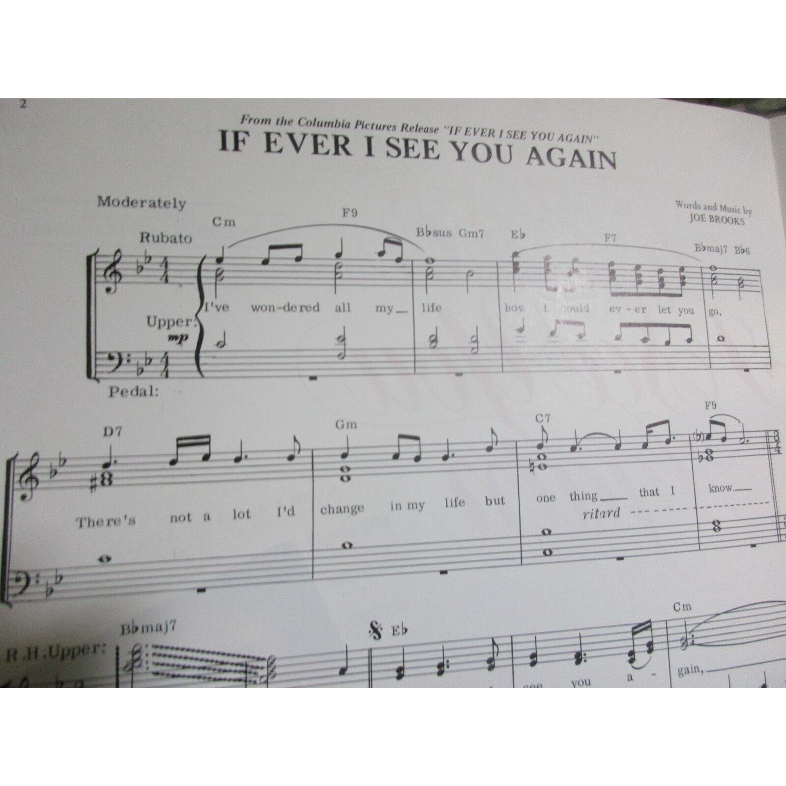 Organ Sheet Music If Ever I See You Again by Mark Laub - Etsy
