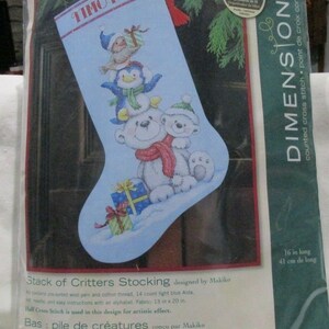 Dimensions Stack of Critters Stocking Counted Cross Stitch - Etsy