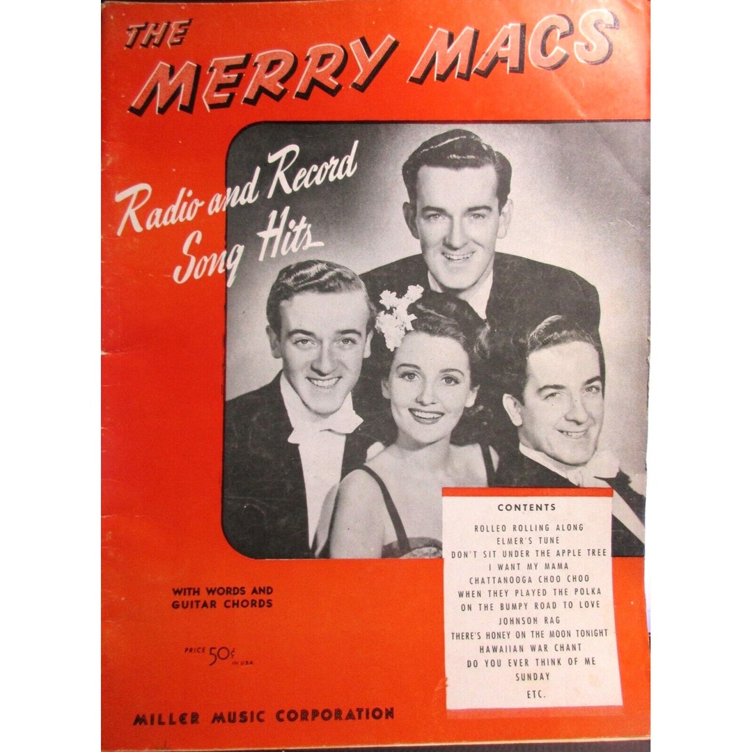 The Merry Macs Piano & Lyrics Songbook Radio and Record Song Hits W ...
