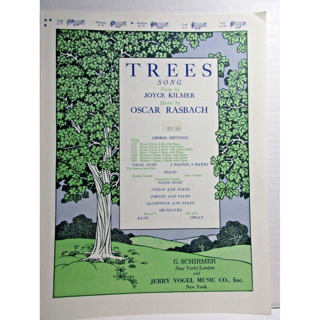 Sheet Music - Trees Song - Poem With Music - G. Schirmer 1949 - Etsy