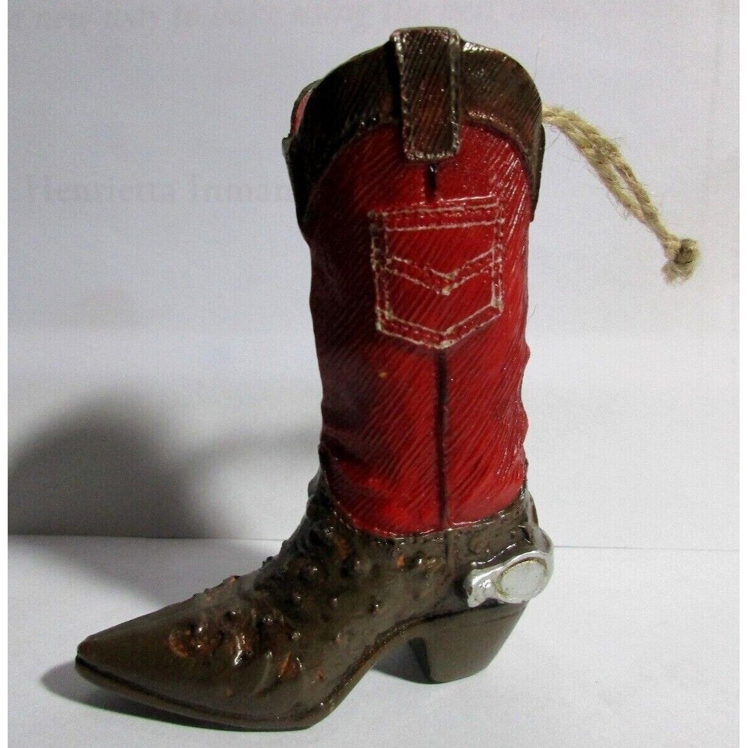 Cowboy Boot Tree Ornament Resin Red Brown 4"tall X 2"w Heel to Toe - Etsy
