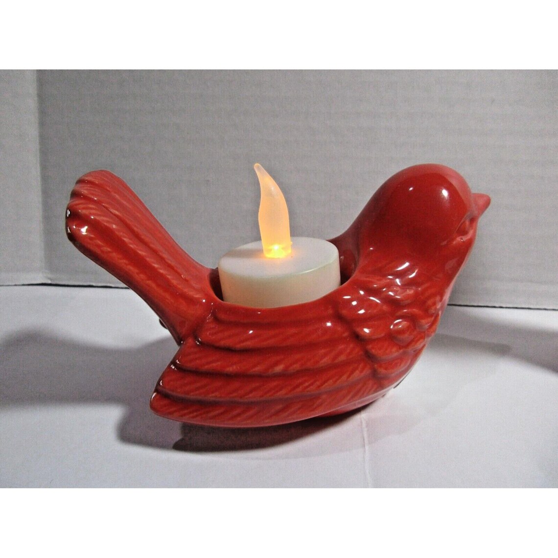 Red Male Porcelain Cardinal Bird With Tealight - Pier One? 5"w X 3"t - Etsy