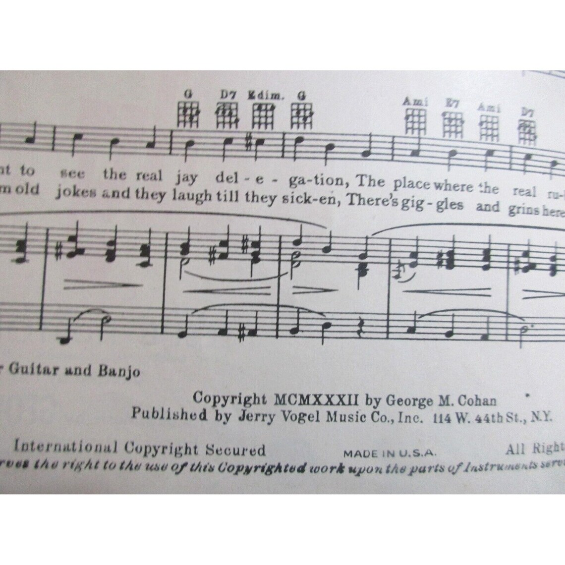 Sheet Music - Forty-five Minutes From Broadway by Cohan 1932 Jerry ...