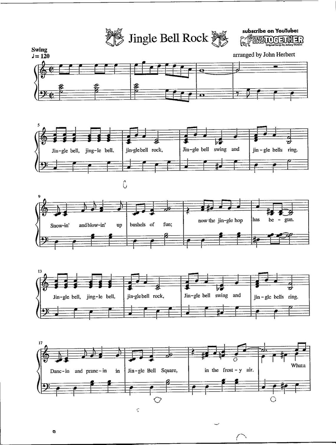 Jingle Bell Rock - Digital Christmas Song With Lyrics - Key of C - Etsy