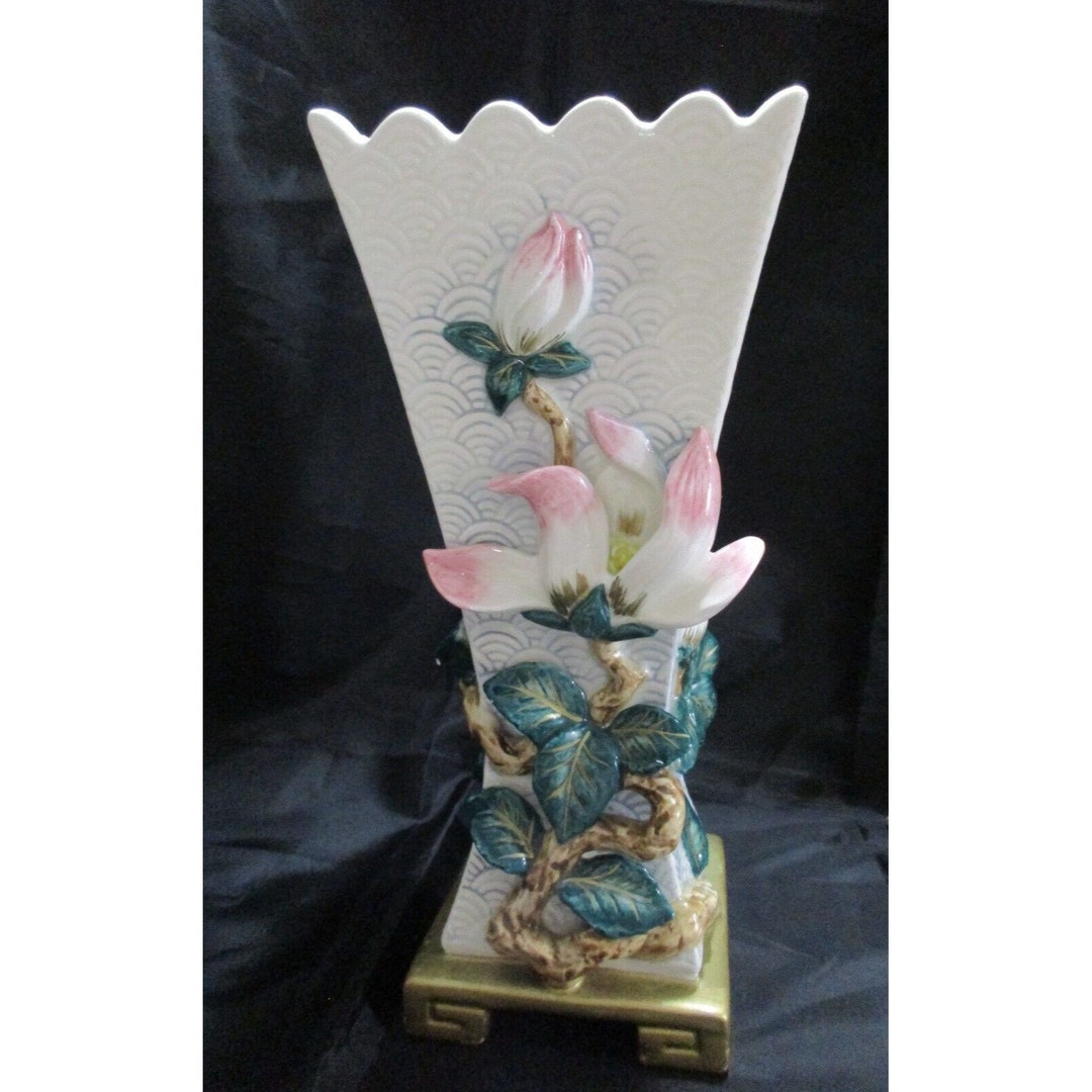 Fitz and Floyd Water Lilly Floral Ceramic Vase 10.5" Tall X 4.5"wide - Etsy