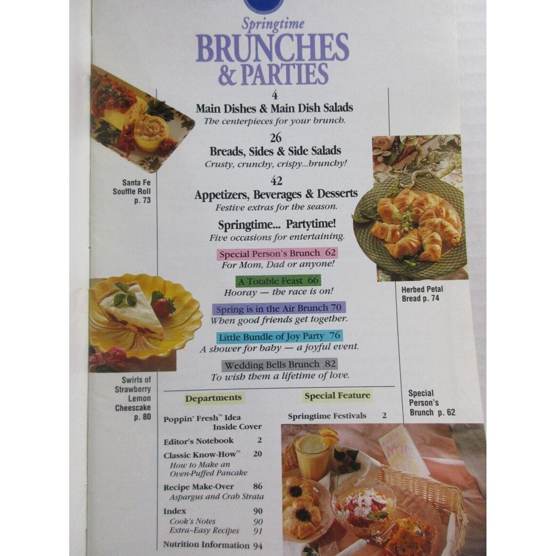 Pillsbury Springtime Brunches & Parties Mai Kochbuch 1994 36th Bake-Off ...
