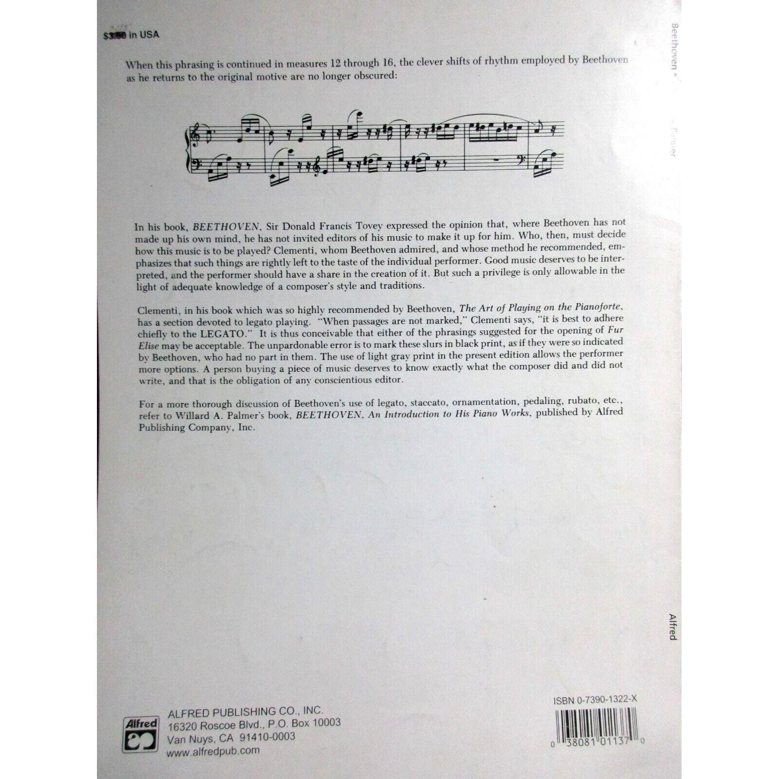 Beethoven - Fur Elise - Piano Solo Sheet Music - Alfred Masterworks ...