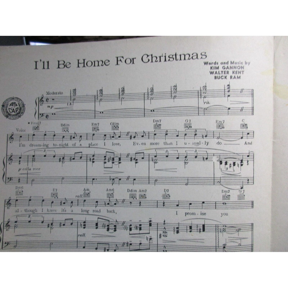 I'll Be Home for Christmas Sheet Music for Piano Vocal Guitar Key of C ...