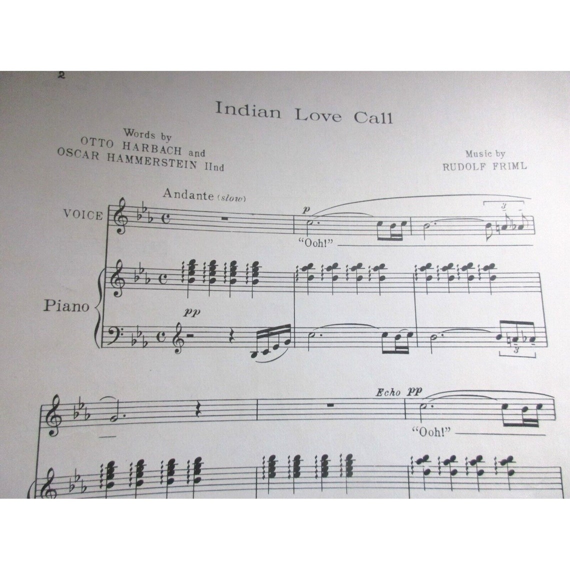 Indian Love Call Sheet Music VOCAL Soprano or Tenor Editon Key of E ...