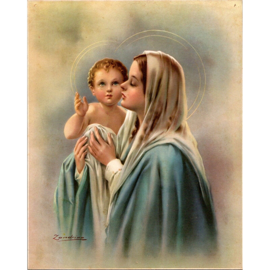 Mother Mary and Baby Jesus Religious Frameable Print - Italy 8" X 10 ...