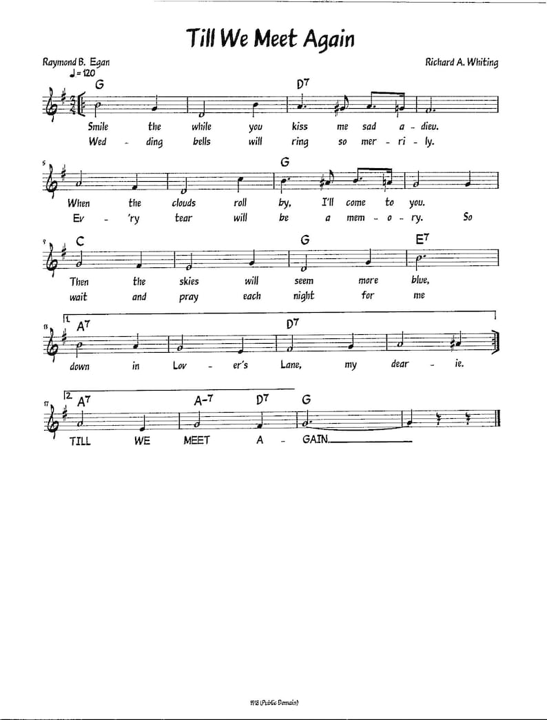 Till We Meet Again - Digital Sheet Music for Chord Organs Guitar ...