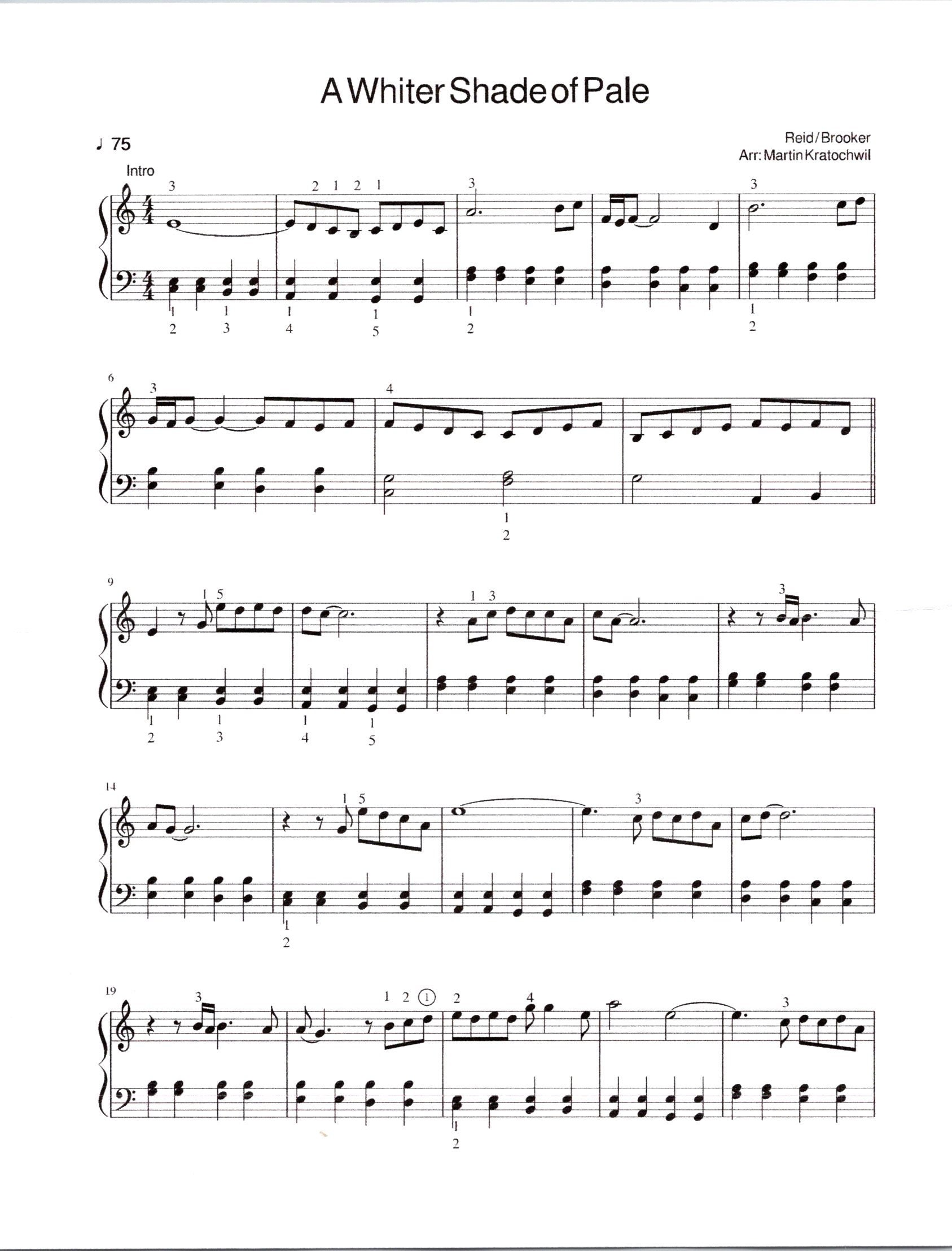 A Whiter Shade of Pale - Piano Solo - Digital Sheet Music - Key of C - Etsy