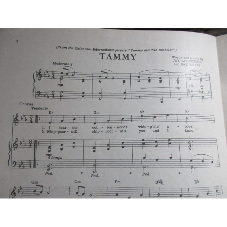 1957 Tammy Sheet Music - Piano Guitar Vocal Debbie Reynolds Northern ...