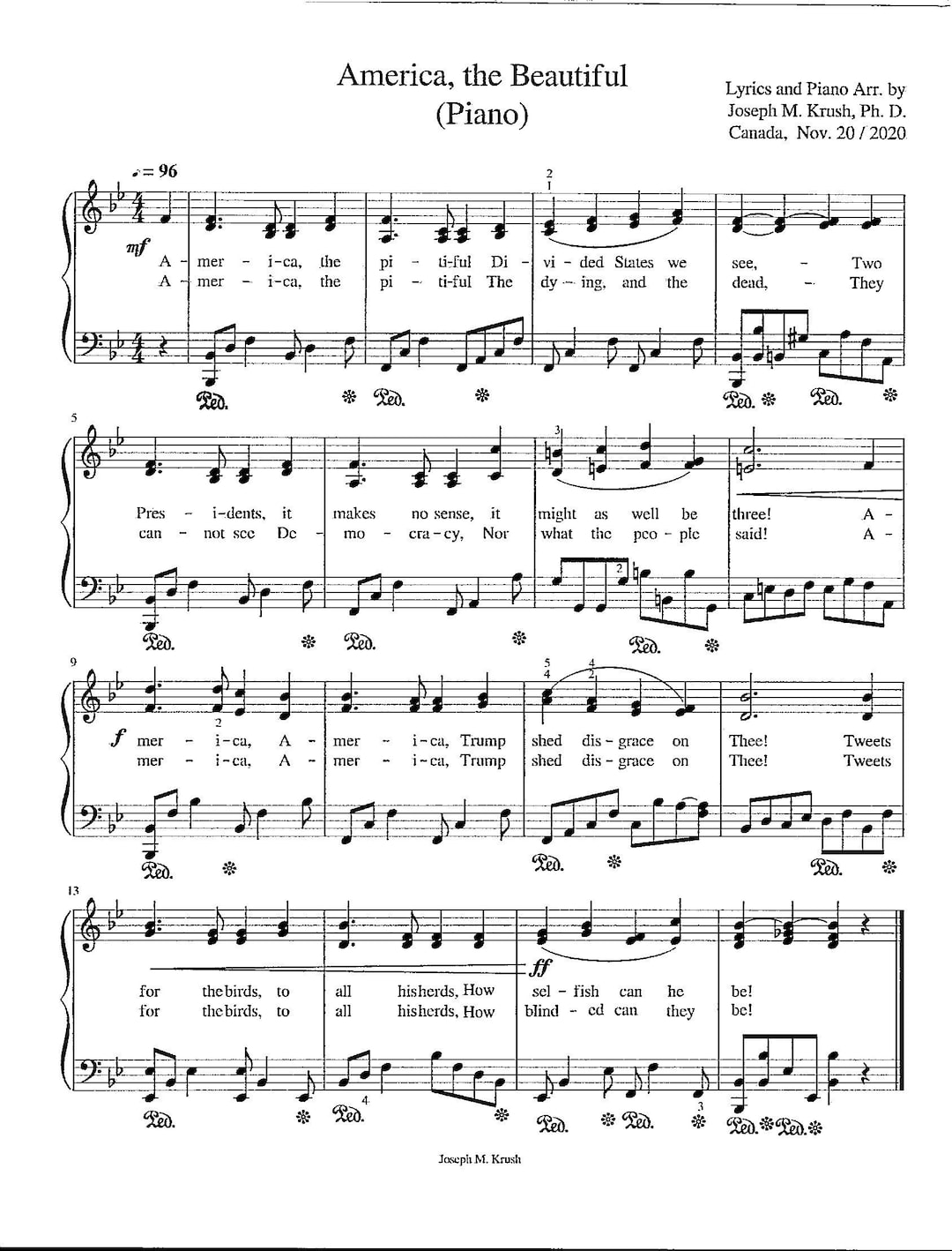 America the Beautiful - Digital Printable for Piano and Lyrics - Etsy